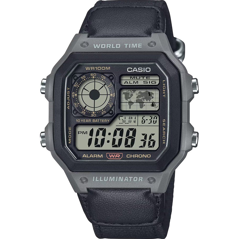 Casio Collection AE-1200WHUB-8AVEF World Time - Utility Color Watch • EAN: 4549526390074 ...
