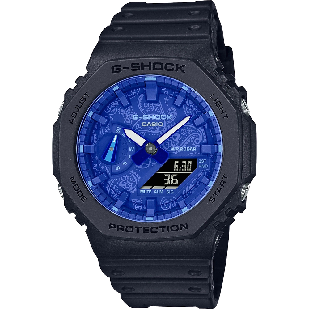 G-Shock GA-2100BP-1AER watch - Carbon Core - Blue Paisley