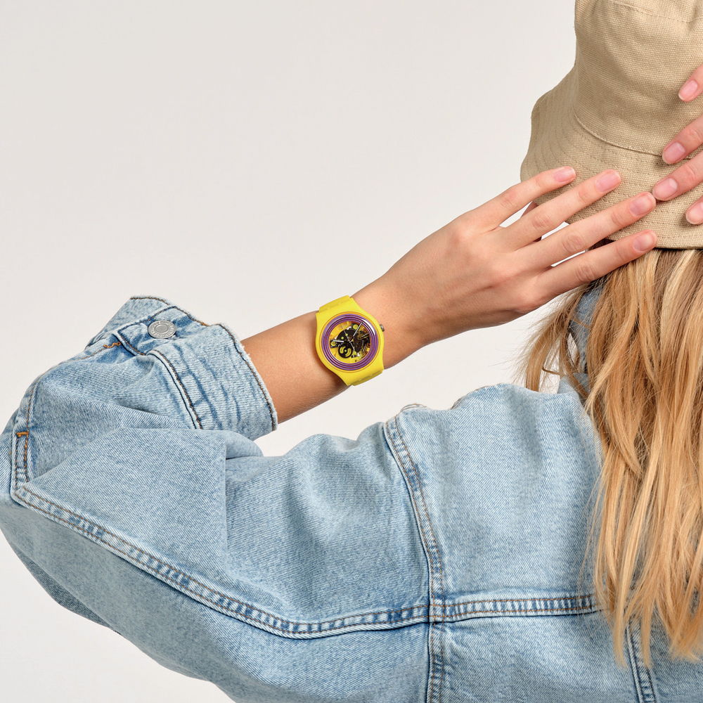 Swatch SO29J100 watch - Purple Rings Yellow